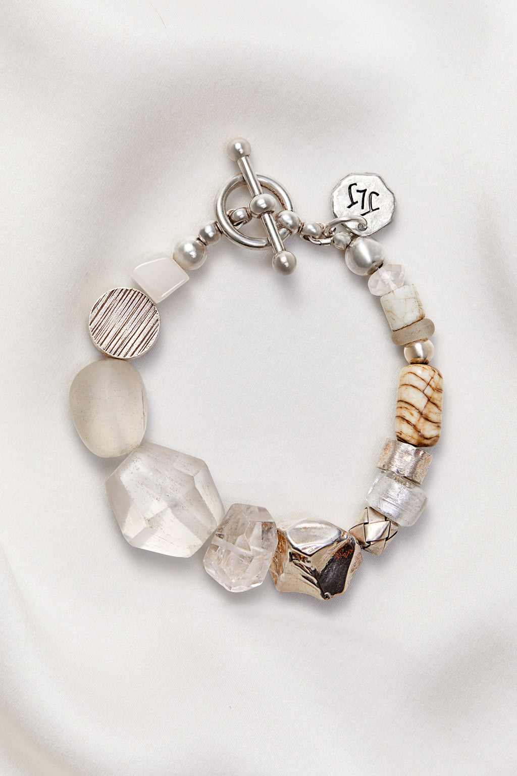CRYSTAL QUARTZ AND STERLING SILVER GEOMETRIC SHELL BRACELET – Jenny ...